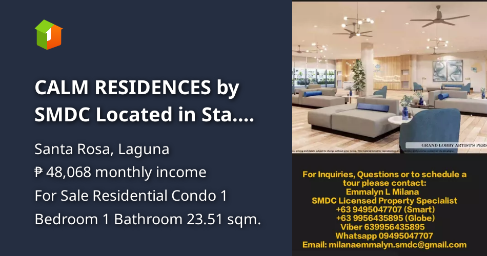 CALM RESIDENCES by SMDC Located in Sta. Rosa Laguna Calm Residenc ...