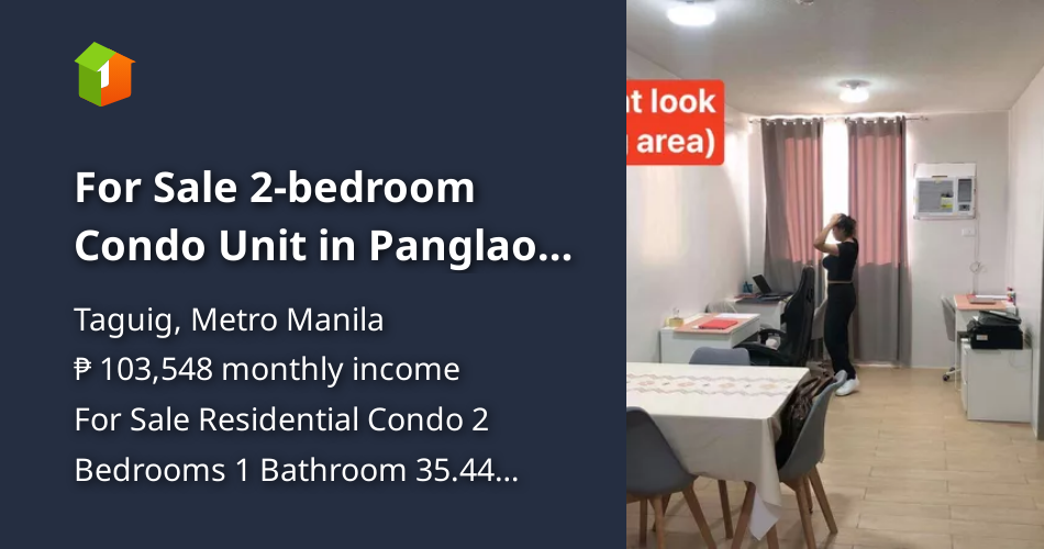 For Sale 2-bedroom Condo Unit in Panglao Oasis Taguig near Vista Mall ...