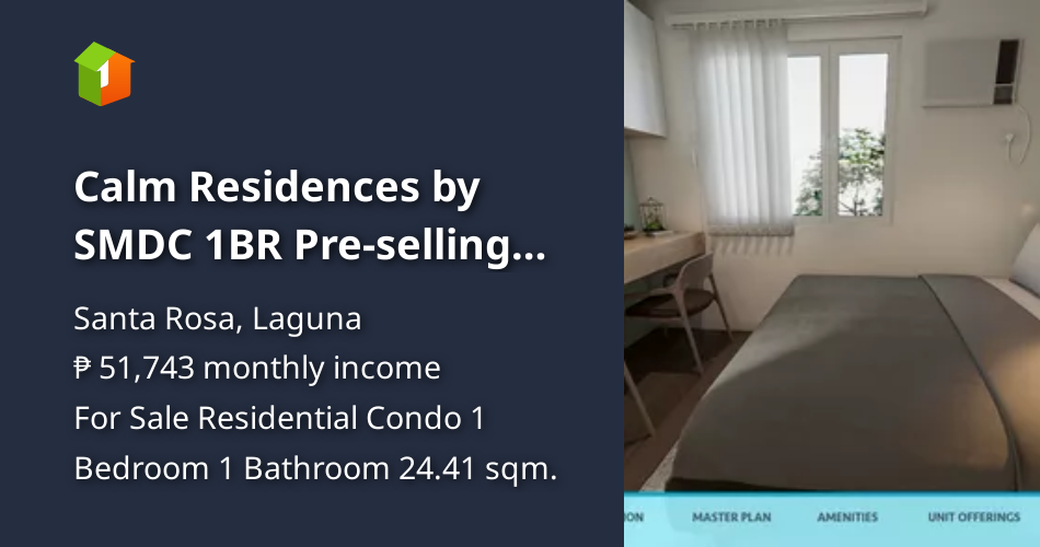 Calm Residences by SMDC 1BR Pre-selling Rent to Own Santa Rosa, Laguna ...