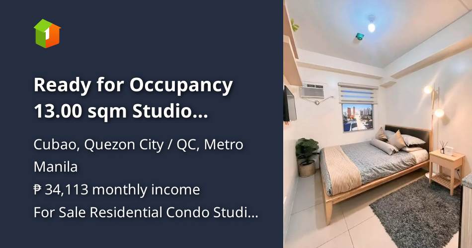 Ready for Occupancy 13.00 sqm Studio Residential Condo For Sale in ...