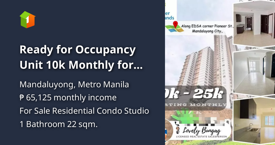 Ready for Occupancy Unit 10k Monthly for STUDIO UNIT [Condos 🏙️] (April ...