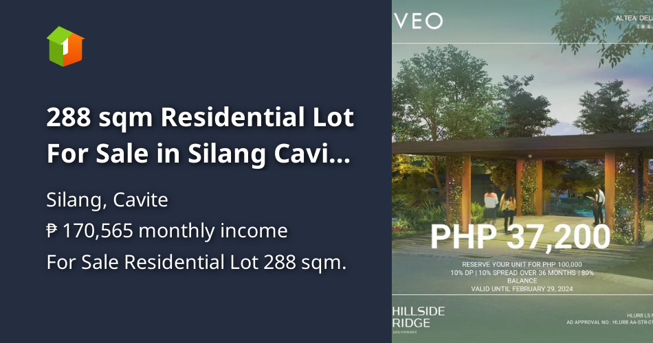 288 sqm Residential Lot For Sale in Silang Cavite - Hillside Ridge ...