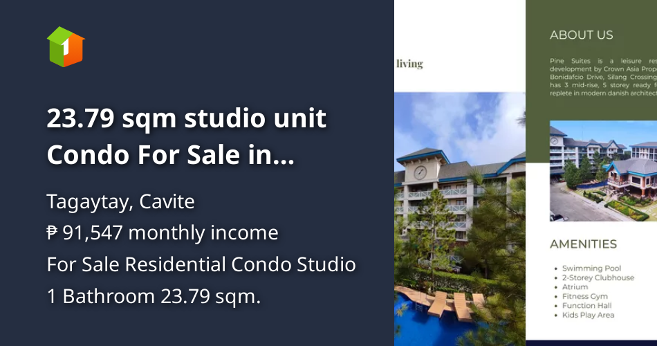 23.79 sqm studio unit Condo For Sale in Tagaytay Cavite [Condos 🏙️ ...