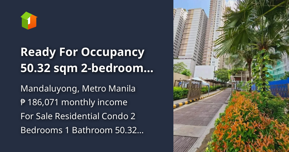 Ready For Occupancy 50.32 sqm 2-bedroom Residential Condo For Sale in ...
