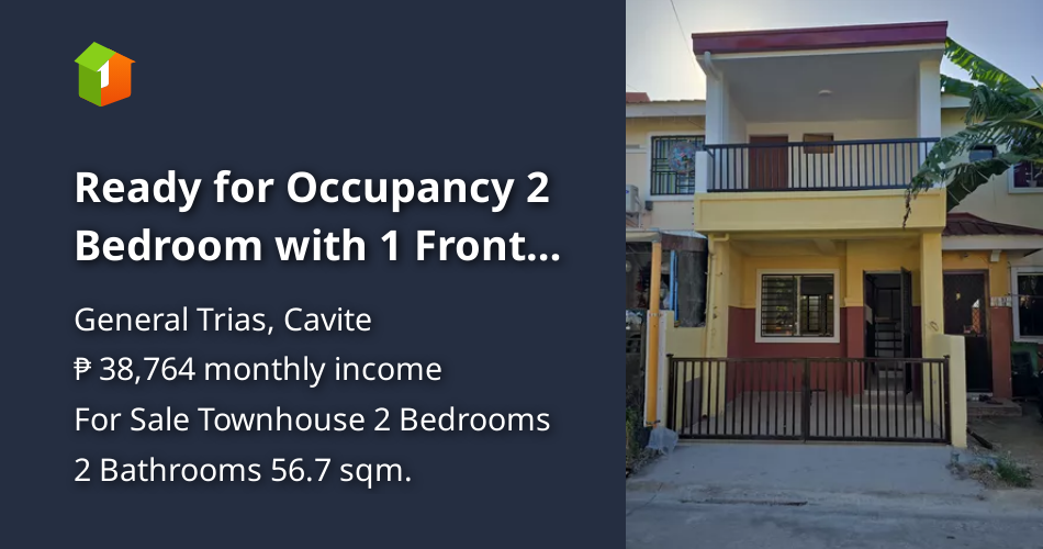 Ready for Occupancy 2 Bedroom with 1 Front Balcony Townhouse 4-Sale in ...
