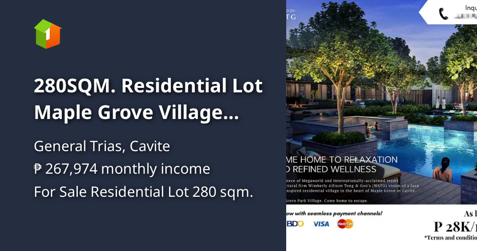 280SQM. Residential Lot Maple Grove Village General Trias |Megaworld ...