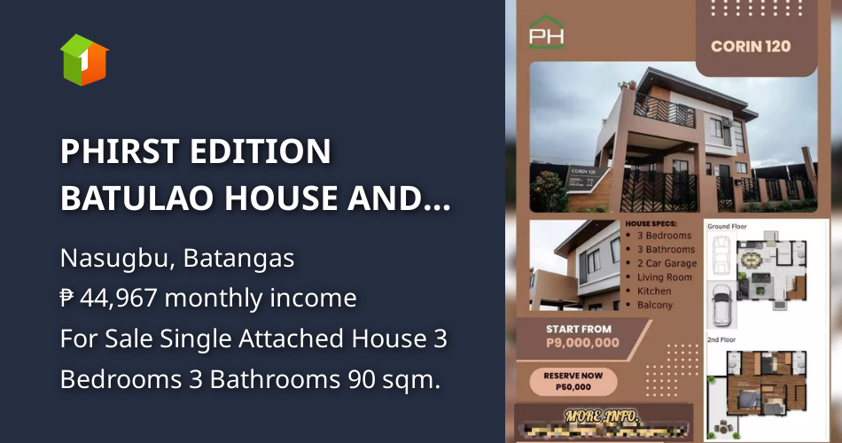 PHIRST EDITION BATULAO HOUSE AND LOT FOR SALE [Houses and Lots 🏘️] (November 2024) in Nasugbu ...