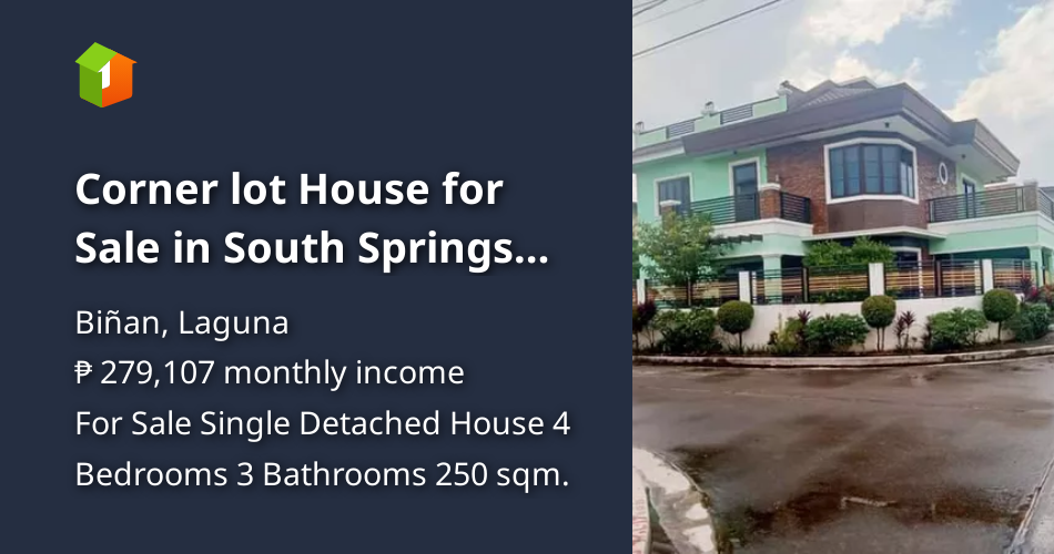 Corner lot House for Sale in South Springs Canlalay Binan Laguna ...