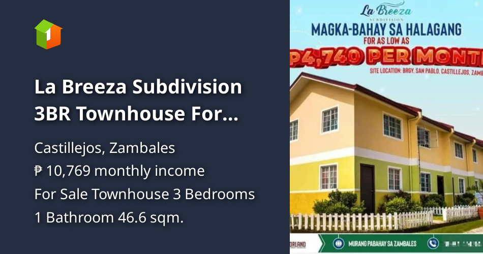 La Breeza Subdivision 3BR Townhouse For Sale in Castillejos Zambales ...