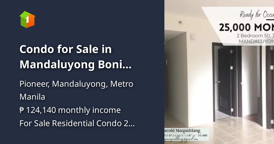 Condo for Sale in Mandaluyong Boni beside SM Light | 2-BR 50.32 sqm ...