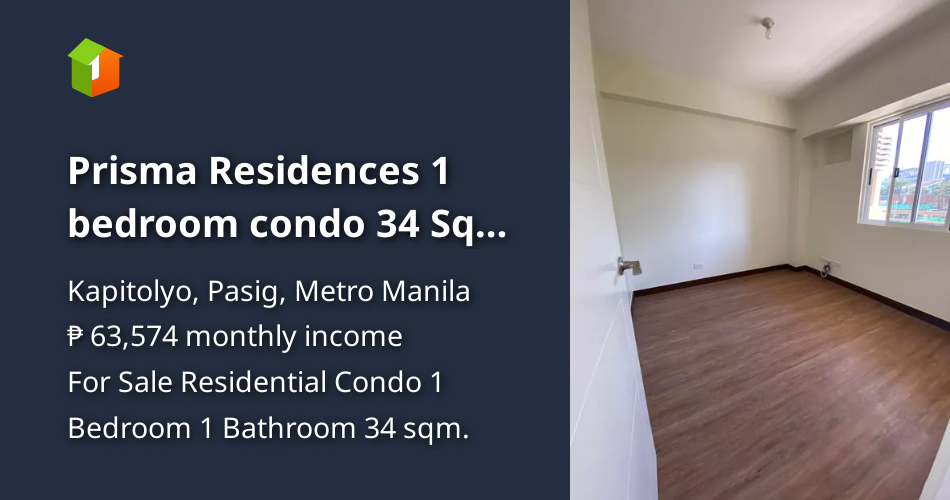 Prisma Residences 1 bedroom condo 34 Sqm Ground Floor Level [Condos 🏙️ ...