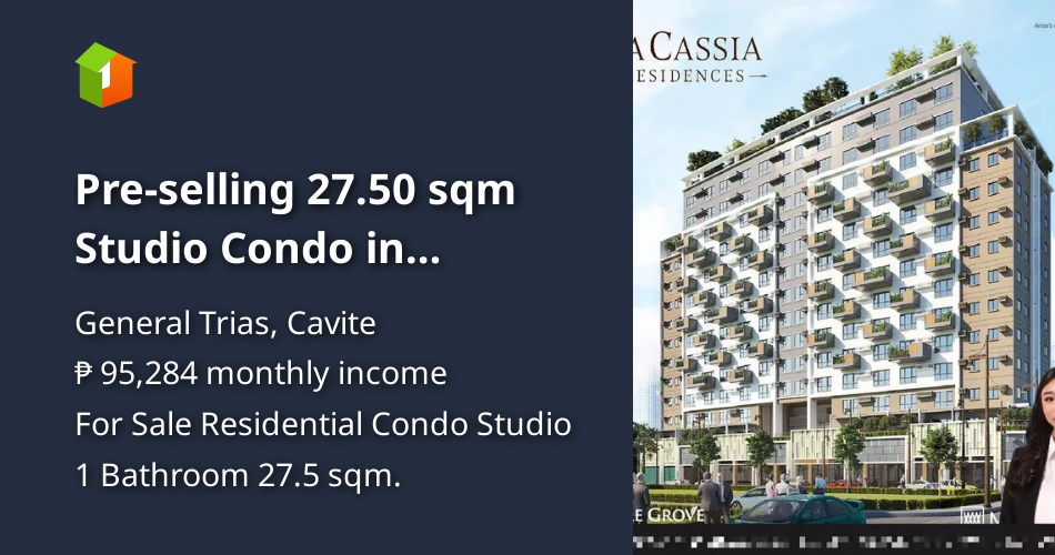 Pre-selling 27.50 sqm Studio Condo in General Trias Cavite [Condos 🏙️ ...