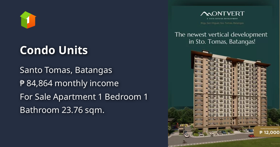 Condo Units [Condos 🏙️] (October 2023) in Santo Tomas, Batangas for sale