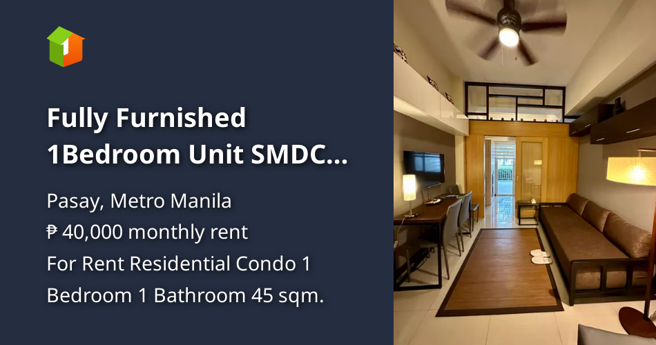 Fully Furnished 1Bedroom Unit SMDC Shell For Lease [Condo 🏙️] (March ...