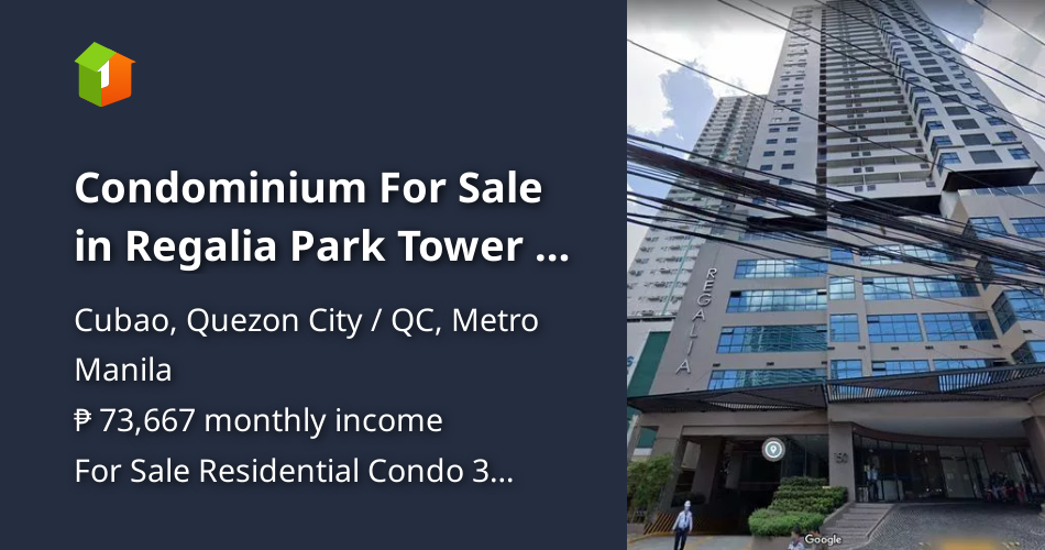 Condominium For Sale in Regalia Park Tower A, No. 150 P. Tuazon Blvd ...