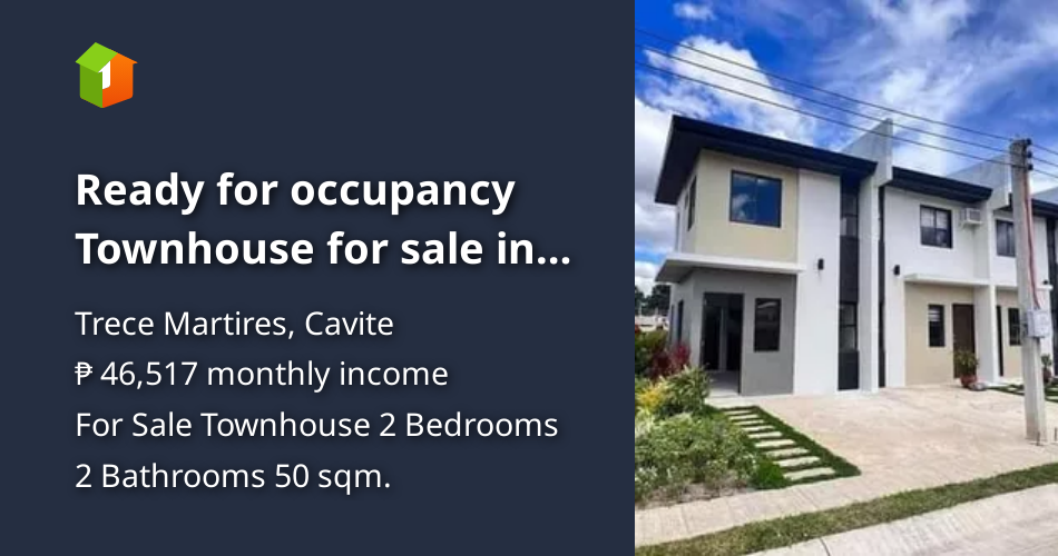 Ready for occupancy Townhouse for sale in Brgy Conchu Trece Martires ...
