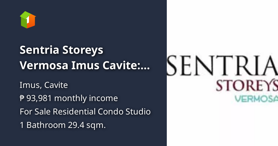 Sentria Storeys Vermosa Imus Cavite: Preselling Condo for Sale 20% ...