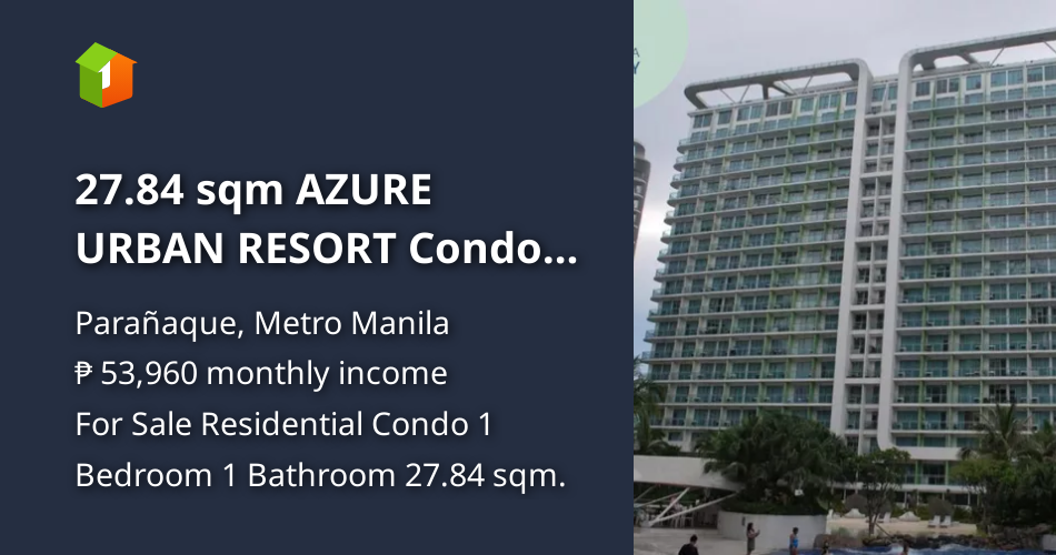 27.84 sqm AZURE URBAN RESORT Condo For Sale in Paranaque Metro Manila ...