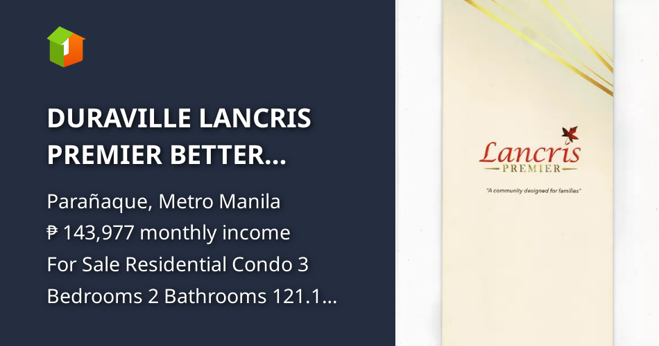 DURAVILLE LANCRIS PREMIER BETTER LIVING PARANAQUE METRO MANILA [Condos ...