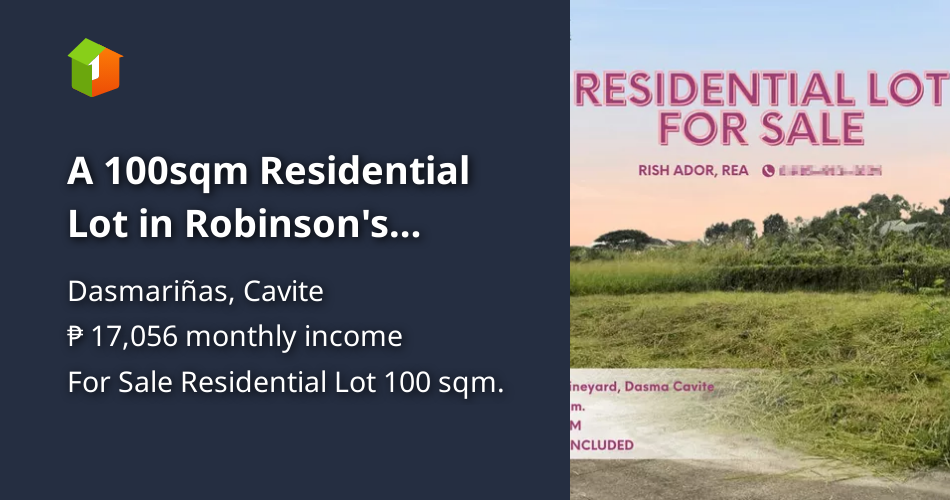 A 100sqm Residential Lot in Robinson's Vineyard, Dasma Cavite [Lots 🚜 ...