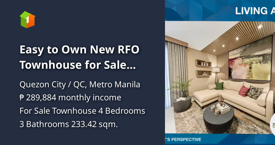 Easy to Own New RFO Townhouse for Sale Quezon City Low DP Bank Home ...