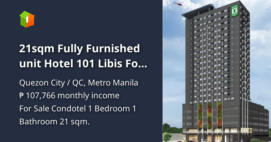 21sqm Fully Furnished unit Hotel 101 Libis For Sale in Quezon City ...