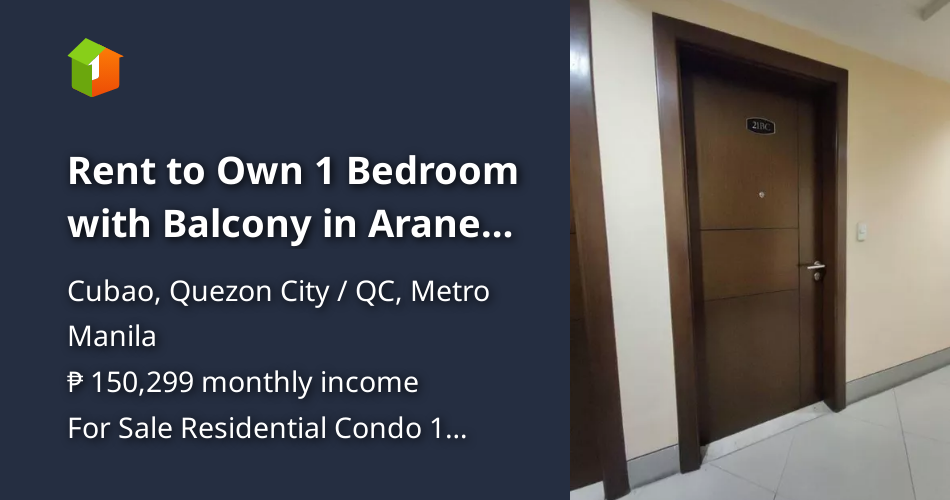 Rent to Own 1 Bedroom with Balcony in Araneta Center Cubao QC [Condos 🏙 ...