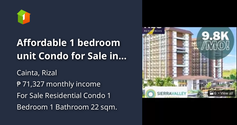 Affordable 1 bedroom unit Condo for Sale in Ortigas Extension Cainta ...