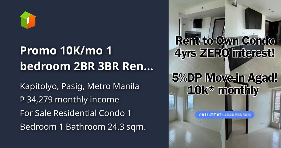 Promo 10K/mo 1 bedroom 2BR 3BR Rent to Own Condo in Pasig BGC Makati ...