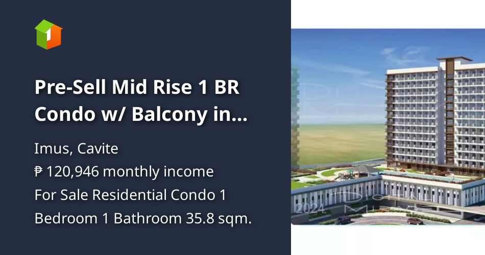 Pre-Sell Mid Rise 1 BR Condo w/ Balcony in Avida (Ayala) Sentria ...