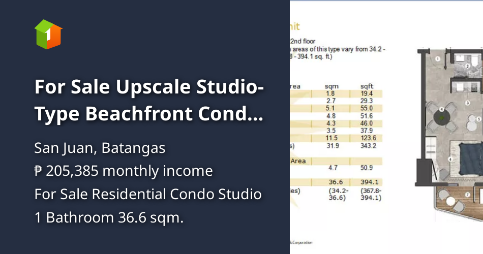 For Sale Upscale Studio-Type Beachfront Condo in San Juan Batangas [Condos 🏙️] (April 2025) in ...