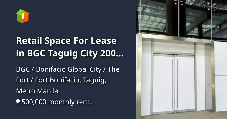 Retail Space For Lease in BGC Taguig City 200 sqm [Commercial ...