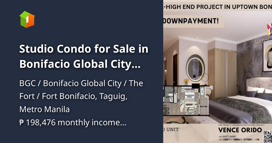 Studio Condo for Sale in Bonifacio Global City Taguig City [Condos 🏙️ ...