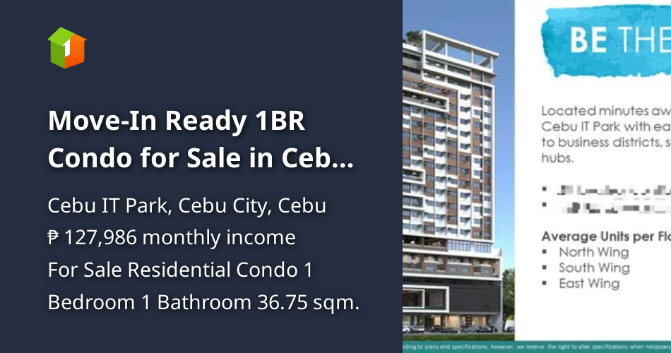 Move-In Ready 1BR Condo for Sale in Cebu IT Park | RFO Unit Near Ayala ...