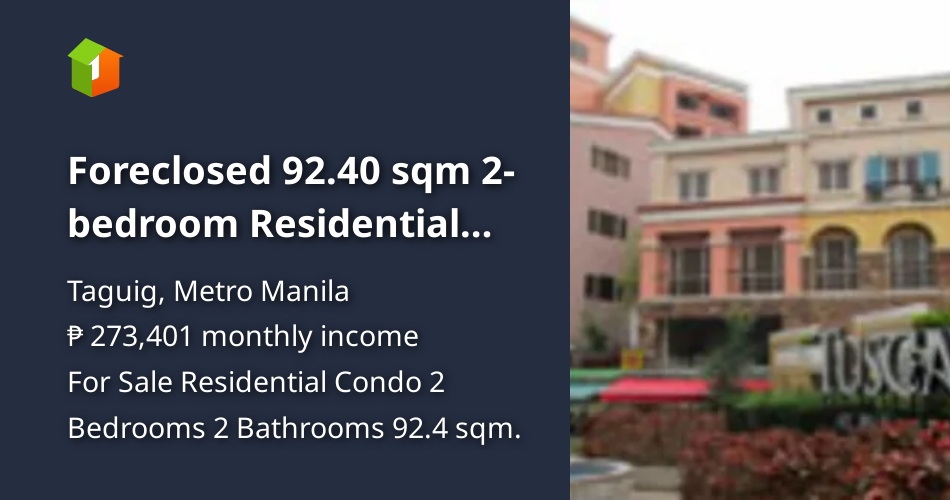 Foreclosed 92.40 sqm 2-bedroom Residential Condo For Sale in Taguig ...
