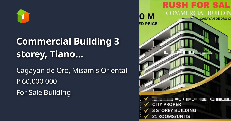 Commercial Building 3 storey, Tiano Kalambaguhan Streets CDO, with 21 units, 275k monthly income ...