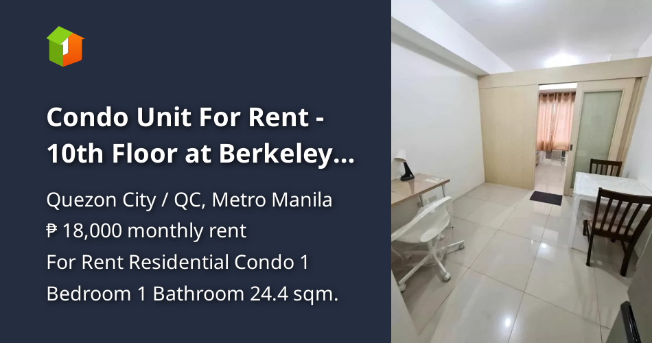 Condo Unit For Rent - 10th Floor at Berkeley Residences [Condos 🏙️ ...