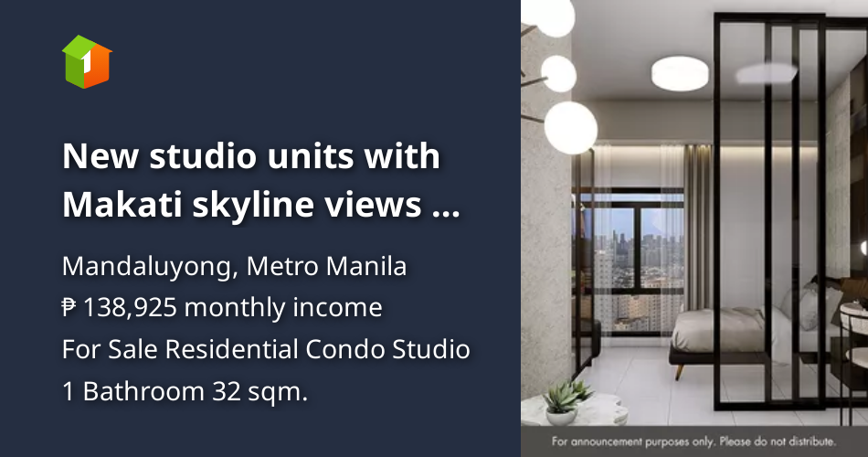 New studio units with Makati skyline views at Crosswalk Tower, EDSA ...