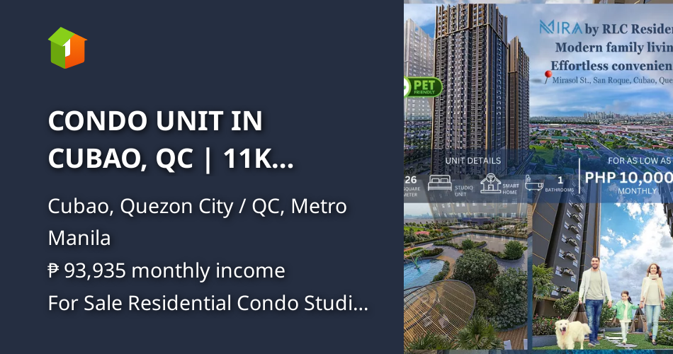 CONDO UNIT IN CUBAO, QC | 11K MONTHLY | MIRA BY RLC [Condos 🏙️] (June ...
