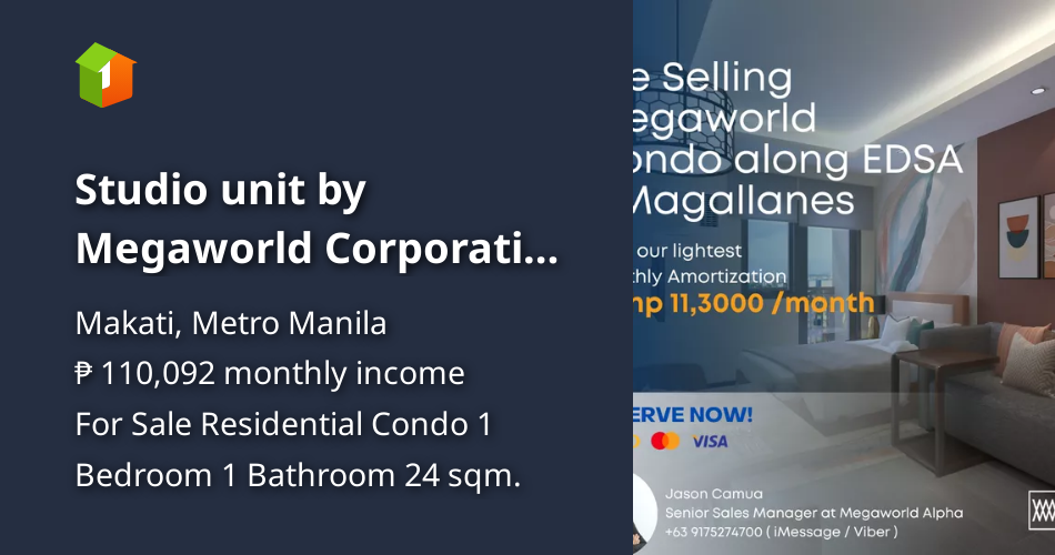 Studio unit by Megaworld Corporation | Condo in Makati For Sale [Condos 🏙️] (November 2022) in ...