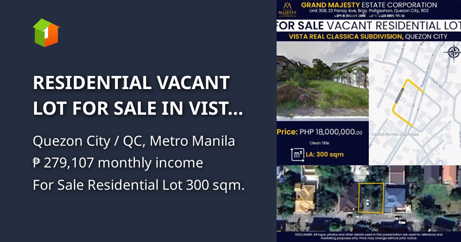 RESIDENTIAL VACANT LOT FOR SALE IN VISTA REAL CLASSICA SUBDIVISION ...