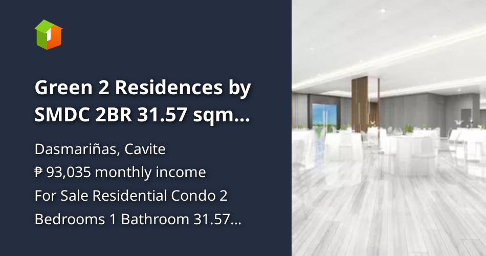 Green 2 Residences by SMDC 2BR 31.57 sqm Rent to Own Dasmarinas Cavite ...