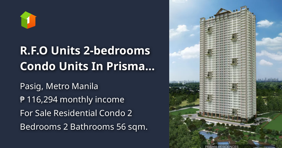 R.F.O Units 2-bedrooms Condo Units In Prisma Residences 56 sqm [Condos ...