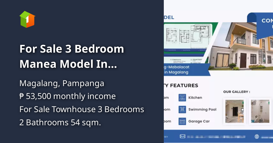 For Sale 3 Bedroom Manea Model In Hamana Homes, Magalang Pampamga ...