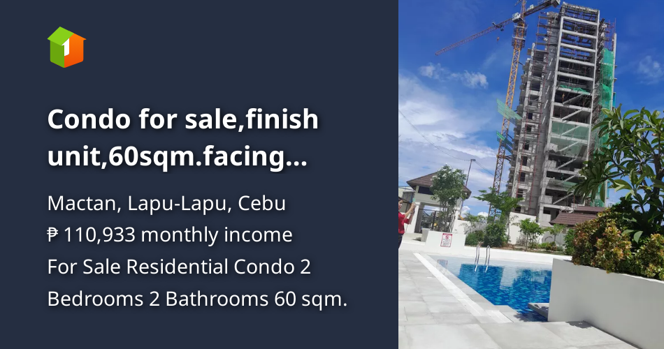 Condo for sale,finish unit,60sqm.facing aminities ,swimming pool ...