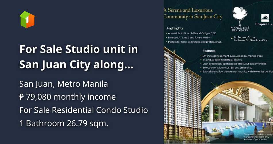 For Sale Studio unit in San Juan City along M.Paterno St. Rent to own ...