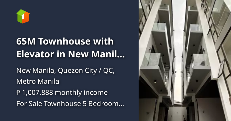 65M Townhouse with Elevator in New Manila Quezon City [Houses and Lots ...