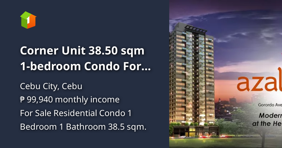Corner Unit 38.50 sqm 1-bedroom Condo For Sale in Cebu City Cebu ...