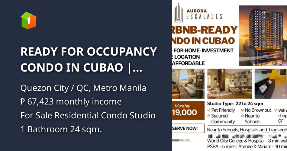READY FOR OCCUPANCY CONDO IN CUBAO | FOR AS LOW AS 19K MONTHLY ...