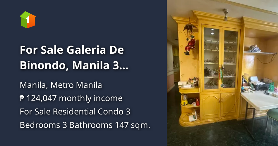 For Sale Galeria De Binondo, Manila 3 Bedrooms Bi level 3 Toilet and Bath Multiple storage ...
